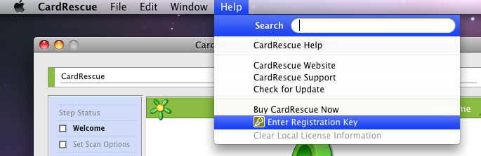 CardRescue - Support - Tutorial to Enter Registration Key