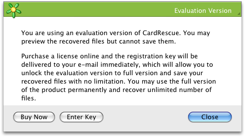 CardRescue - Support - Tutorial to Enter Registration Key